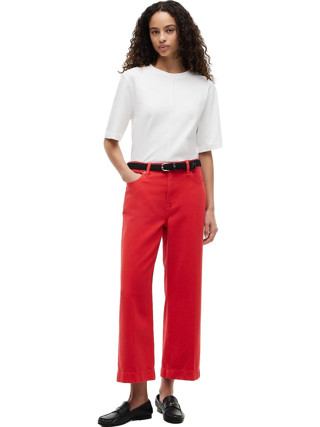 TOMMY HILFIGER High-Rise Cropped Wide-Leg Jeans